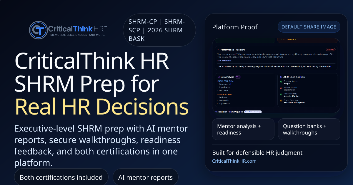 Complete Guide to SHRM-SCP Certification 2026 | CriticalThink HR